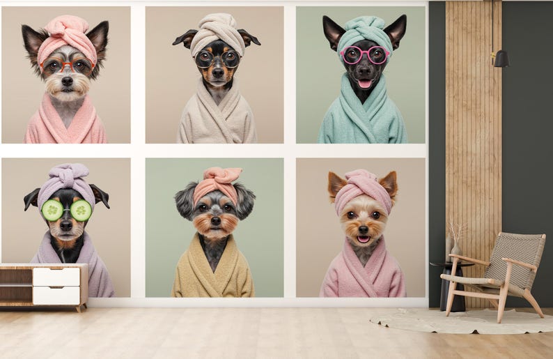 Dog Grooming Salon Wallpaper Spa Dog Peel and Stick Dog Room Wallpaper ...