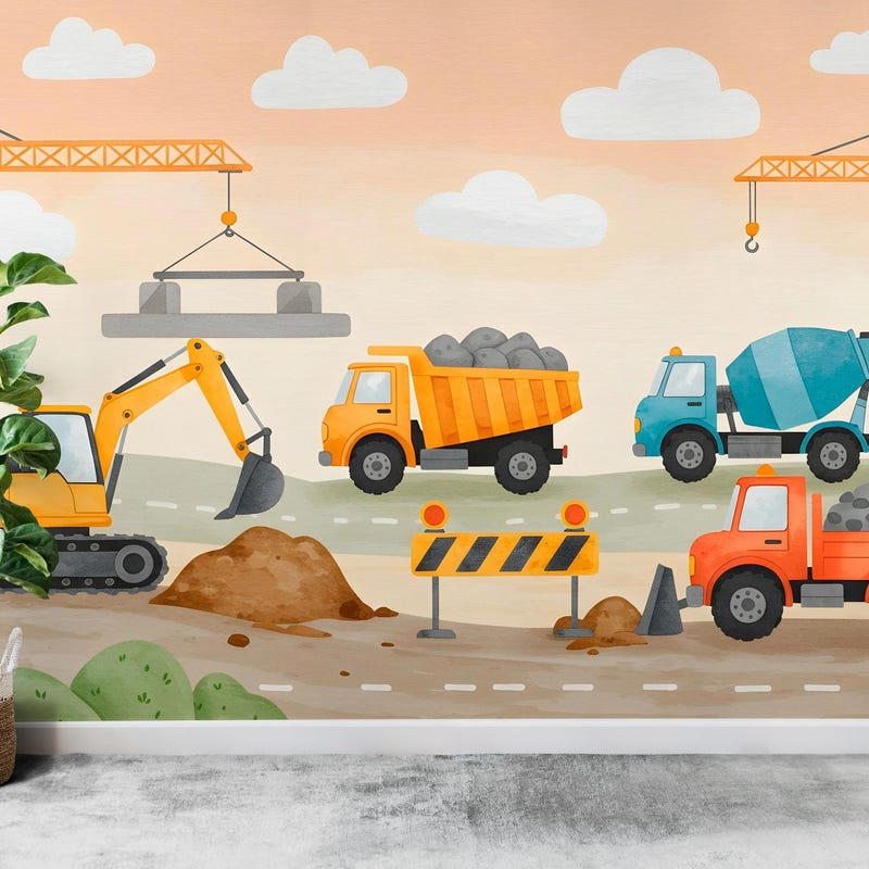 Construction Wallpaper - Etsy