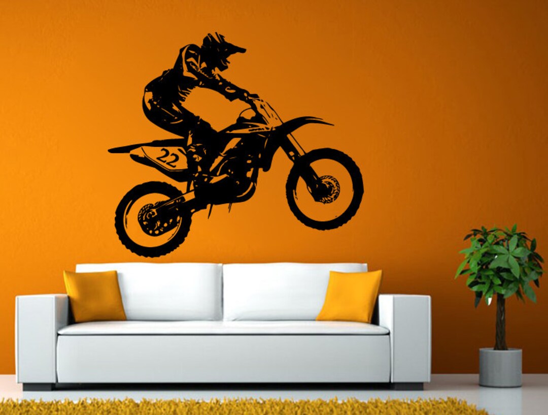 Dirt Bike Racing Biker Extreme Sport Wall Sticker Vinyl Mural Decal ...