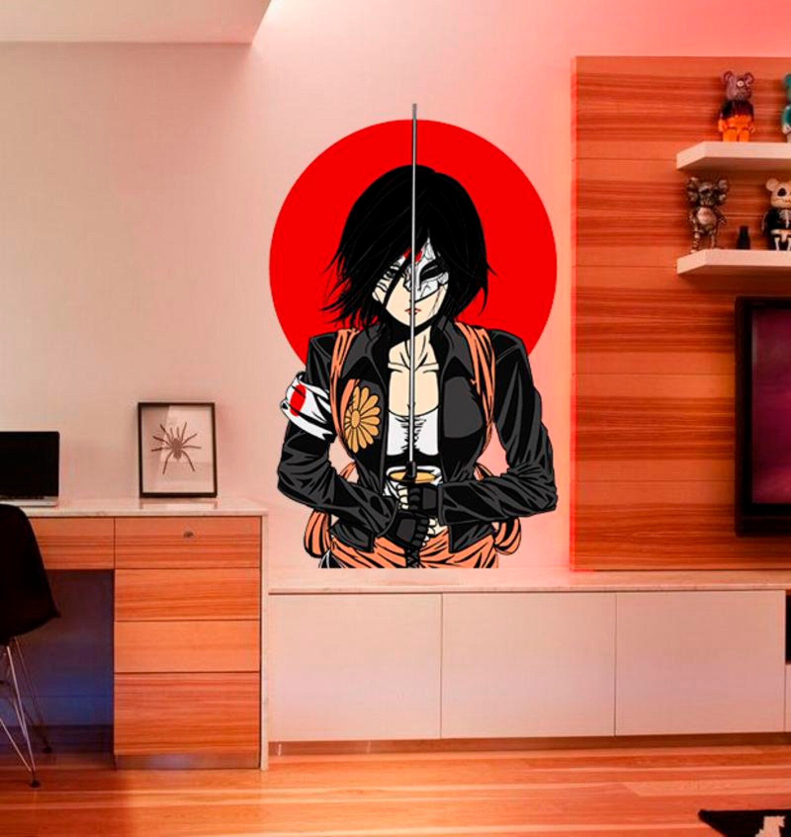 Anime Samurai Decal Anime Samurai Sticker Anime Samurai Wall | Etsy