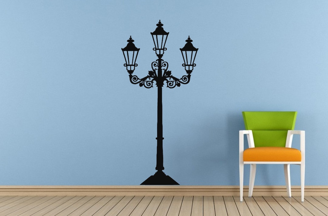 City Town Street Park Lamp Post Old Antique Vintage Window or Wall or ...