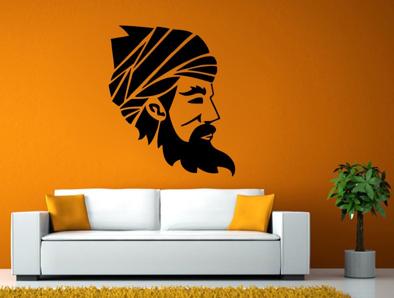 Turban Beard Man Head Wall or Window Sticker Decal Vinyl - Etsy