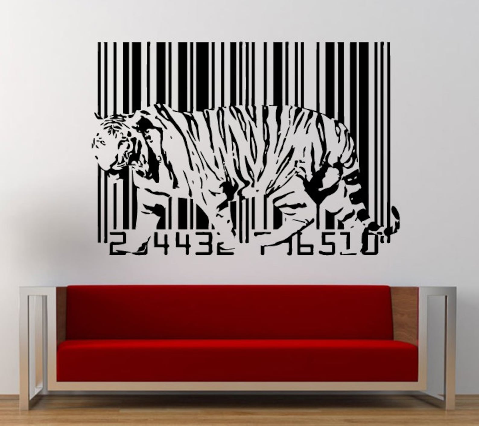Tiger Jungle Animal Cat Bar Code Wall Decal Sticker Vinyl | Etsy