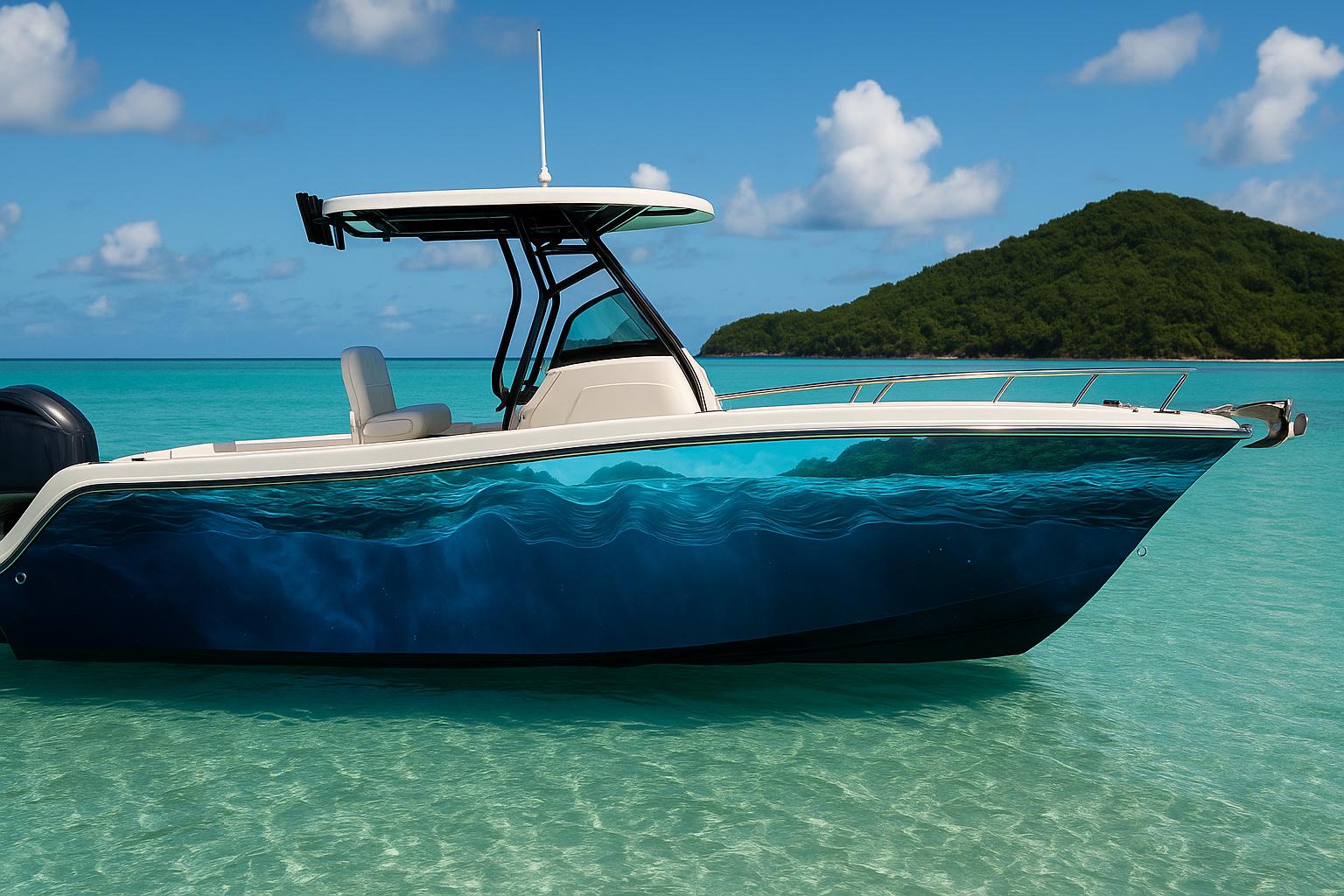 Deep Ocean Blue Boat Wrap – Marine Vinyl Yacht Wrap | Underwater Wave ...