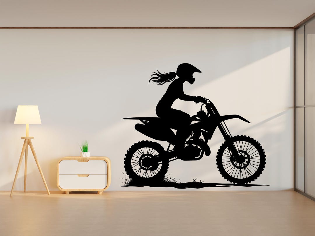 Motocross Girl Wall Decal, Girl Motocross Decor, Girl Motocross Wall ...
