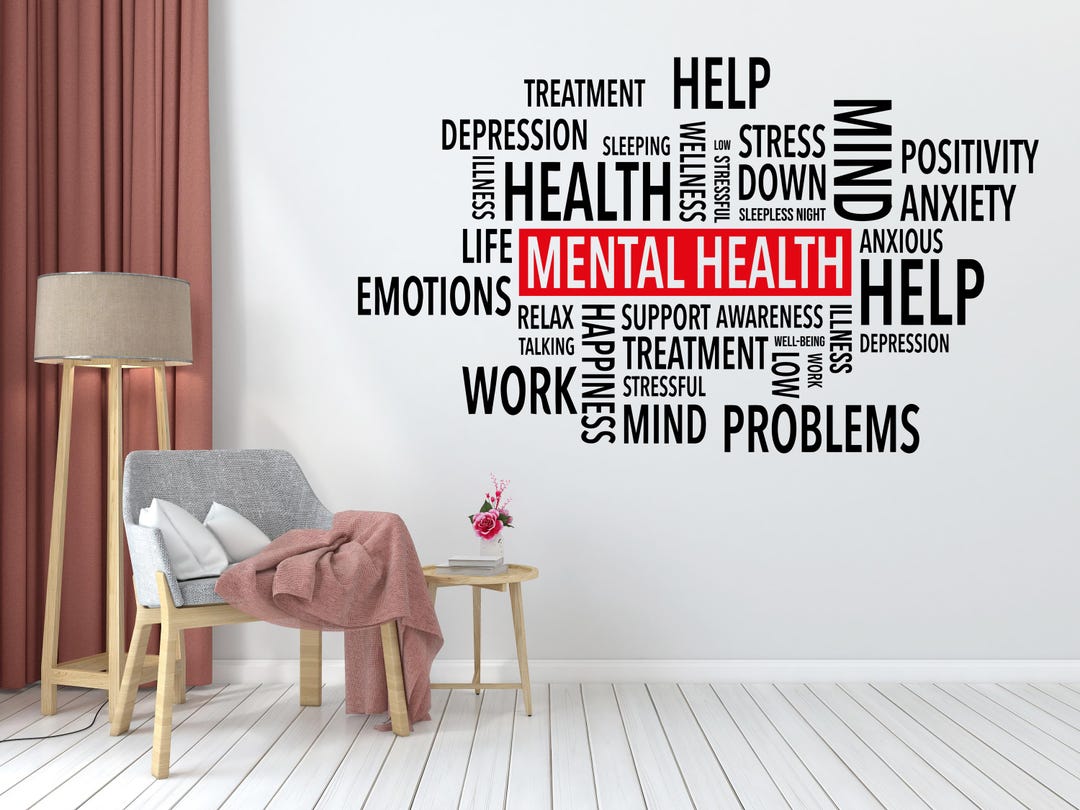 Mental Health Vinyl Wall Decal, Self Care Wall Decor, Mental Wellness ...