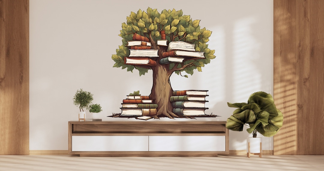 Library Tree Wall Art Decal, Library Wall Decal, Education Decals, Kids ...