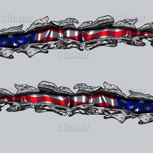 USA Flag Boat Wrap, American Pride Boat Vinyl, US Flag Ripped Metal ...