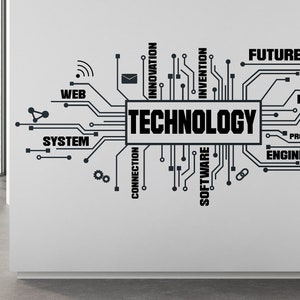 Technology Vinyl Wall Art Decal, Circuit Board Wall Decal, Office Wall ...