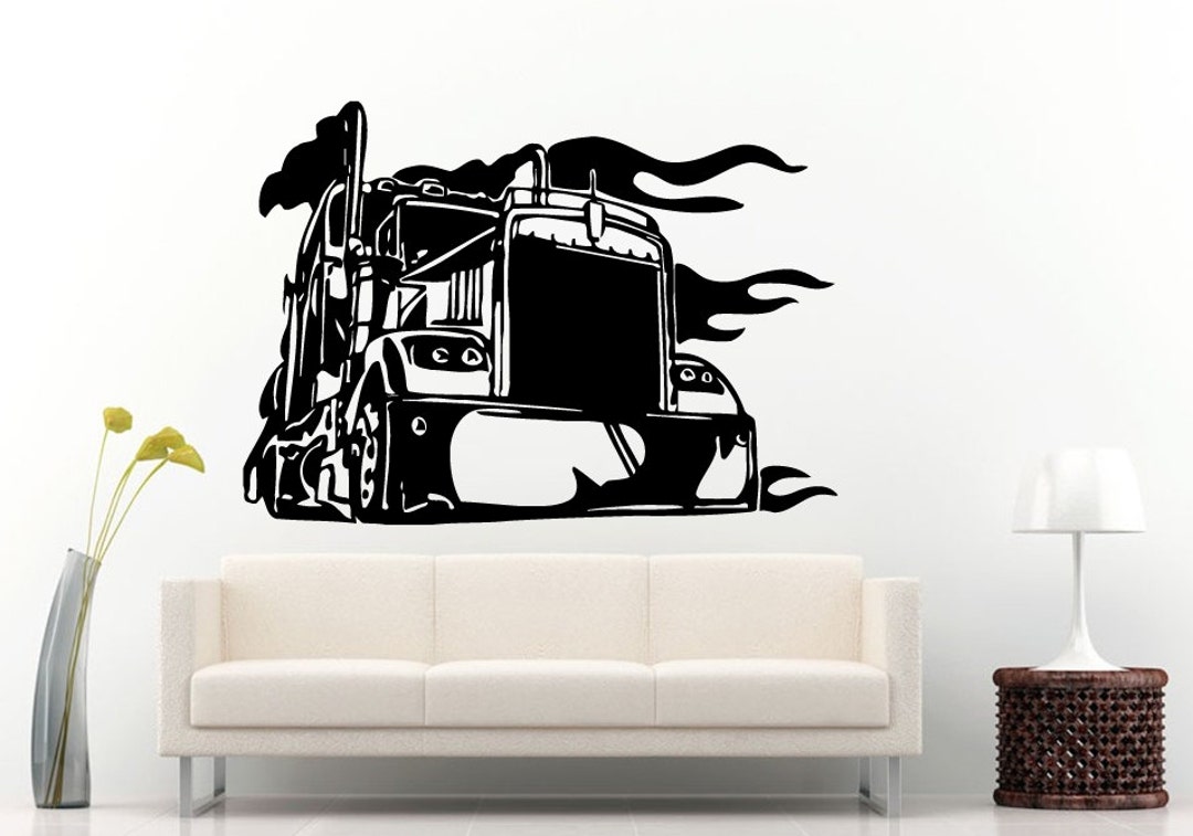 Semi Truck Heavy Duty Eighteen 18 Wheeler in Flames on Fire on the High ...