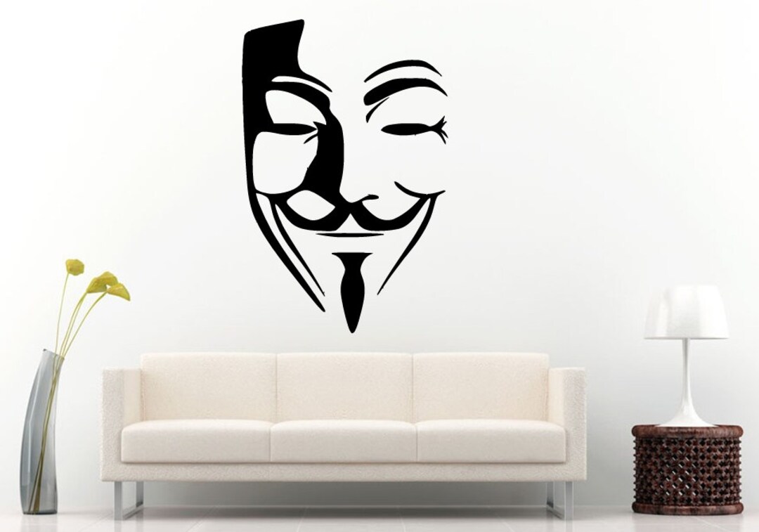 Cool Smirk Smile Vengeance Mask Wall Decal Vinyl Sticker Mural Room ...