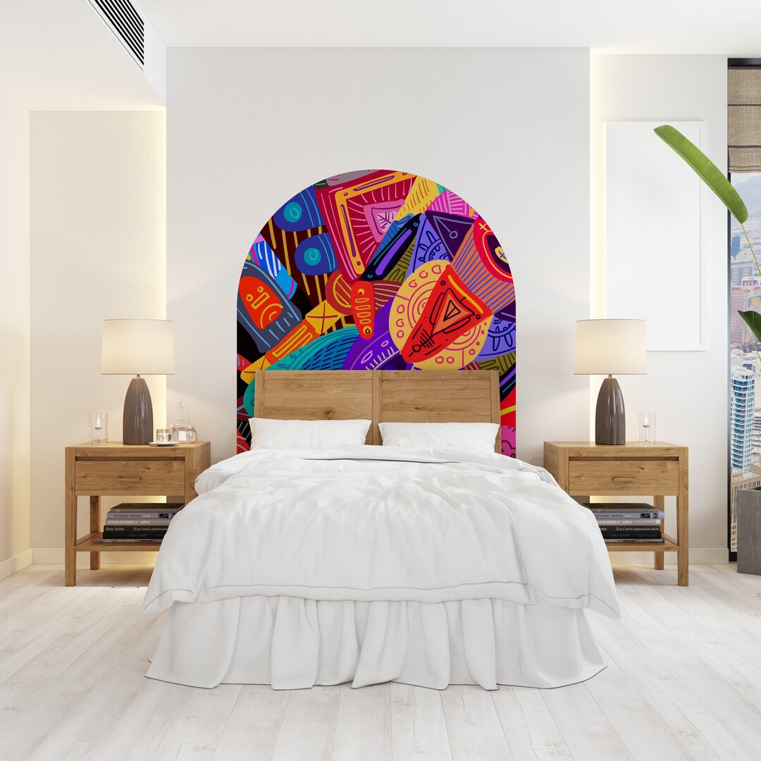 Vibrant Graffiti Colorful Wall Arch Decal – Modern Art Mural, Urban ...