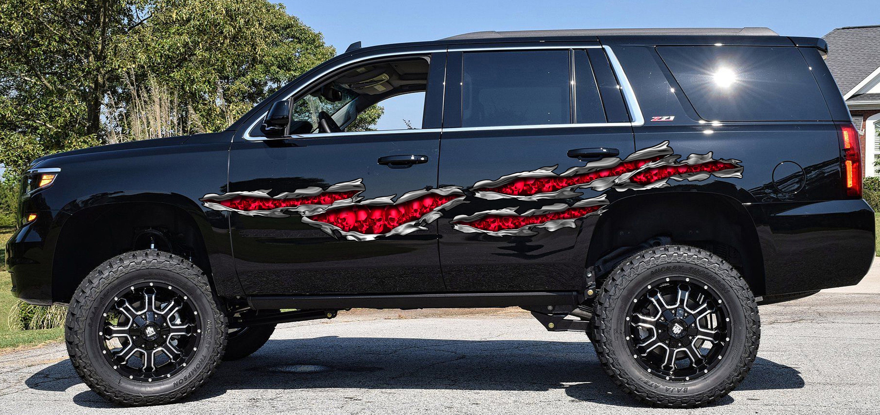 Skulls Truck Ripped Metal Graphics, Skulls Truck Wrap, Skull Truck Side ...