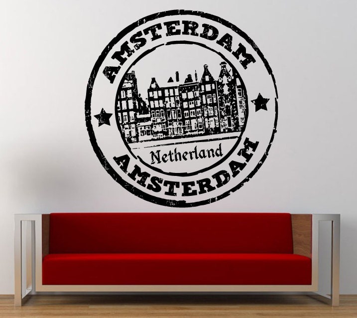 Amsterdam Netherlands Stamp Wall Decal Sticker Vinyl Mural | Etsy