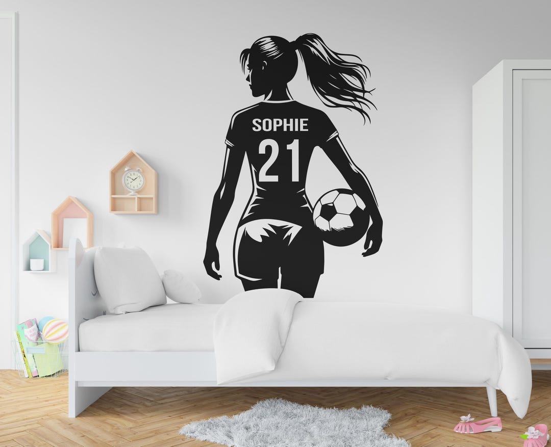 Large Custom Name Soccer Girl Wall Decal Sport Wall Decal Kids Decal ...