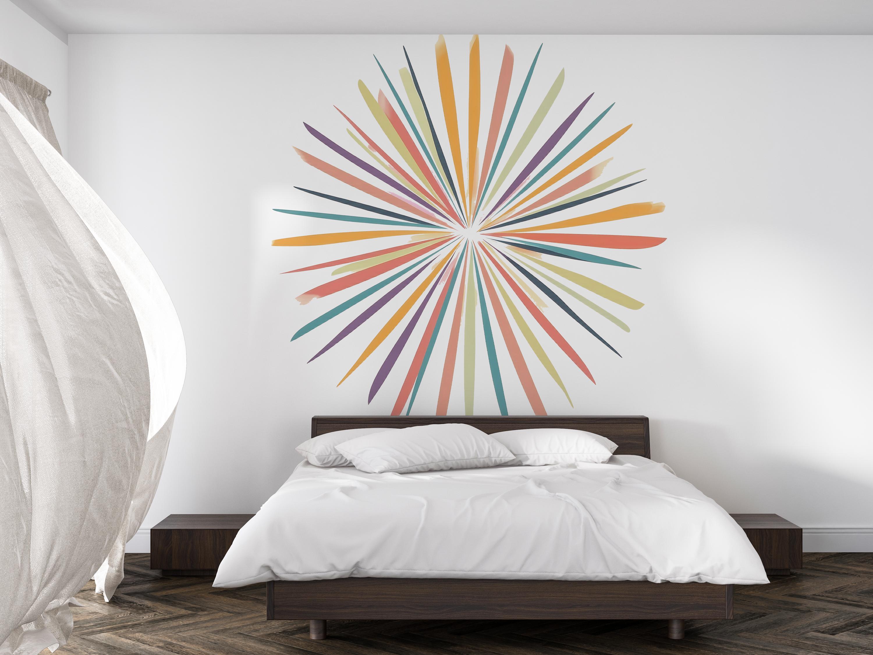 Large Starburst Wall Decal • Colorful Modern Wall Sticker • Oversized ...