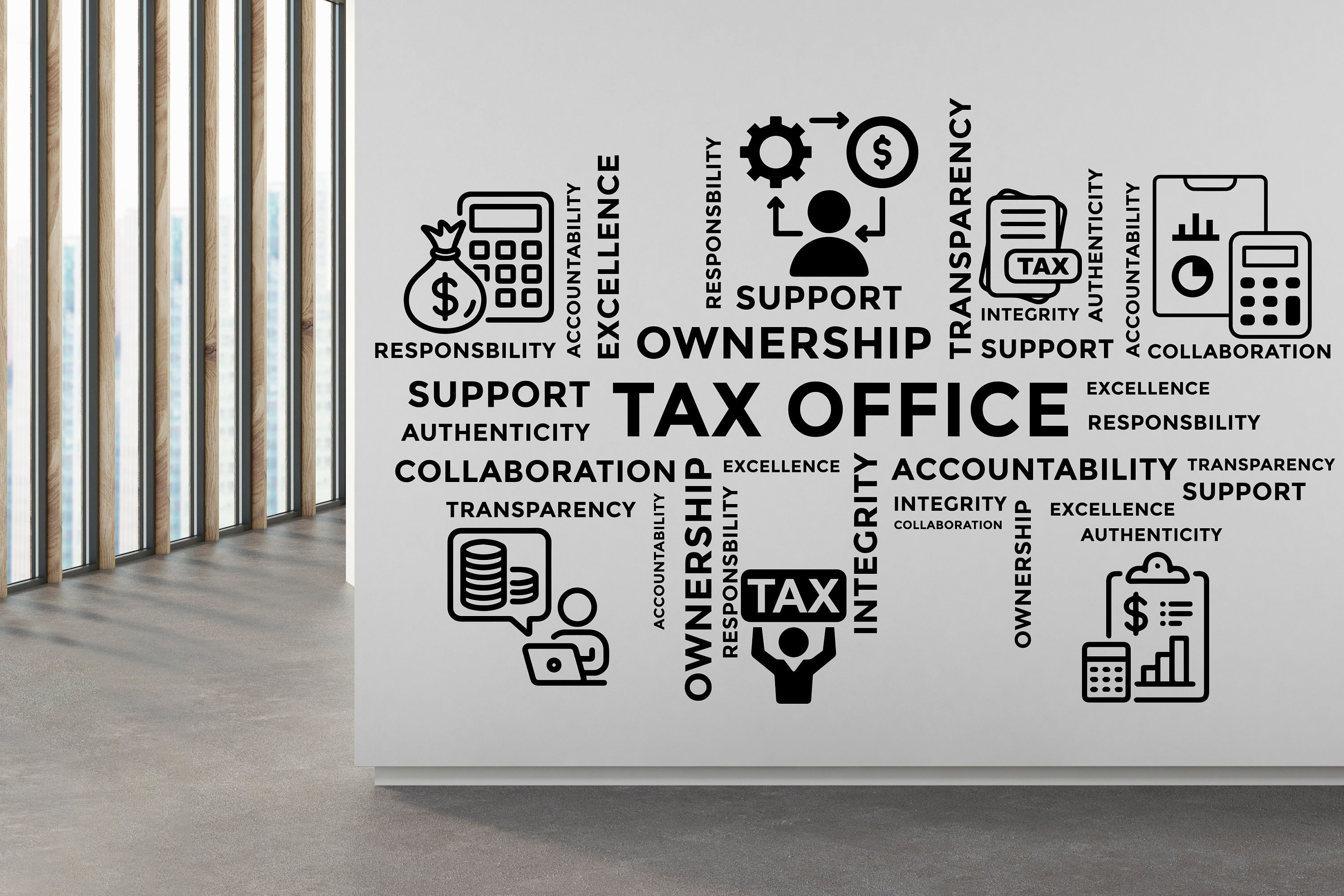 Tax Wall Decor Office Wall Decal Idea Teamwork Business Worker Inspire ...