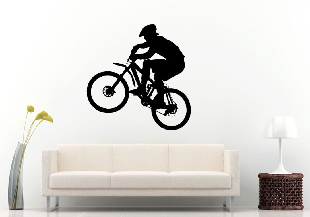 Bicycle Rider on A Mountain Bike Bicycle Sport Wall Decal Vinyl Sticker ...