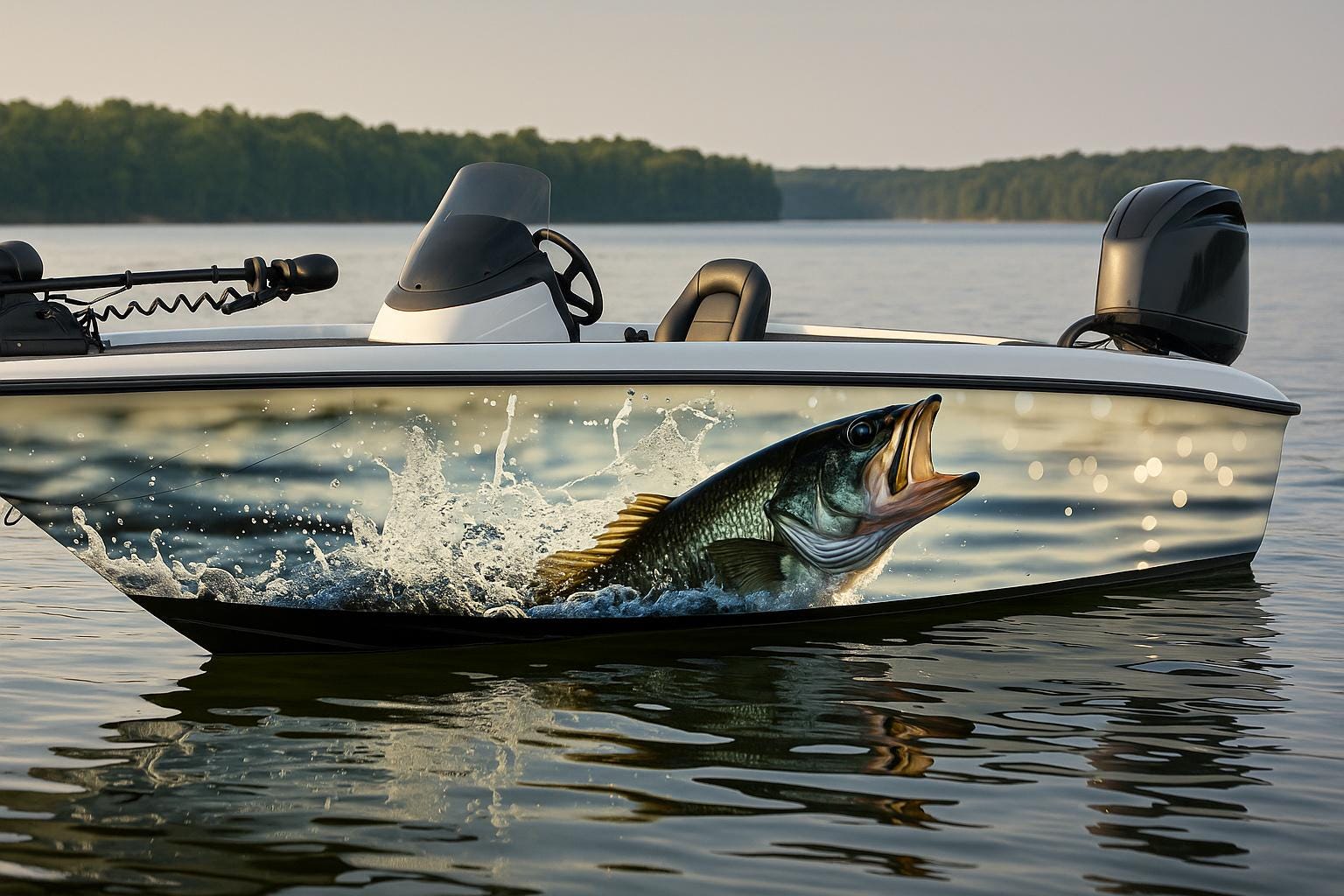 Bass Fishing Boat Wrap – Realistic Full-color Marine Vinyl Design for ...