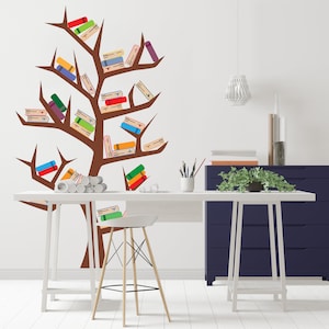 Library Tree Wall Art Decals, Library Wall Decal, Education Decals ...