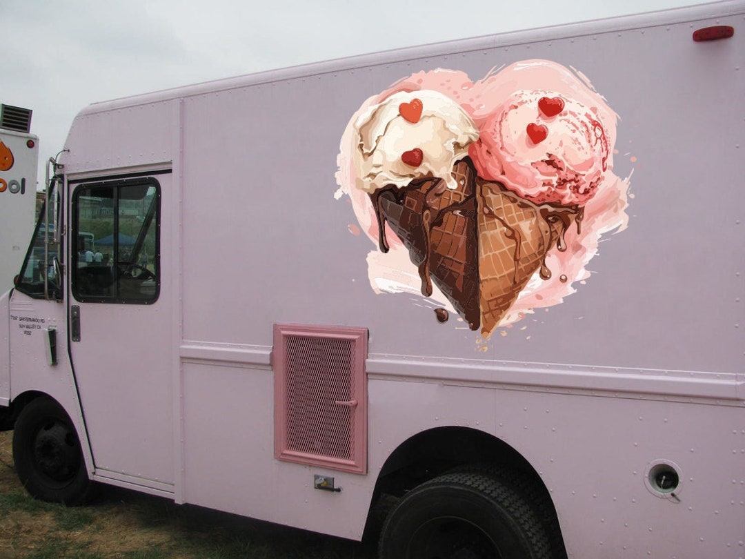 Ice Cream Car Truck Vinyl Sticker, Ice Cream Logo Decal, Car Decals ...