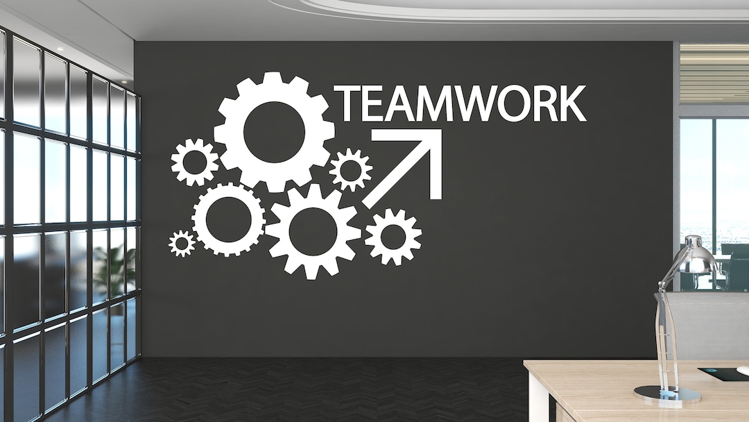 Teamwork Wall Decor Office Wall Decal Gear Idea Teamwork Business ...