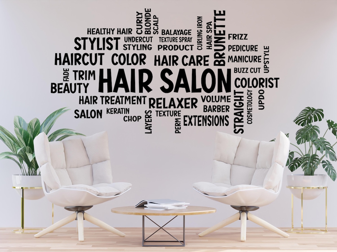 Custom Hair Salon Word Cloud Wall Decal – Stylish Beauty & Hairdressing ...