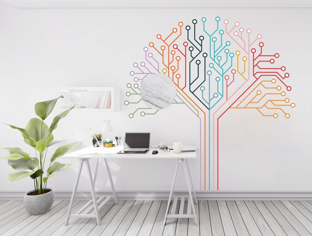 Circuit Board Wall Decal, Technology Vinyl Wall Art Decals, Company ...