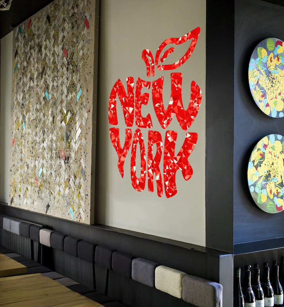 Home & Living Multi Color k-208 New York Apple Wall sticker,modern wall ...