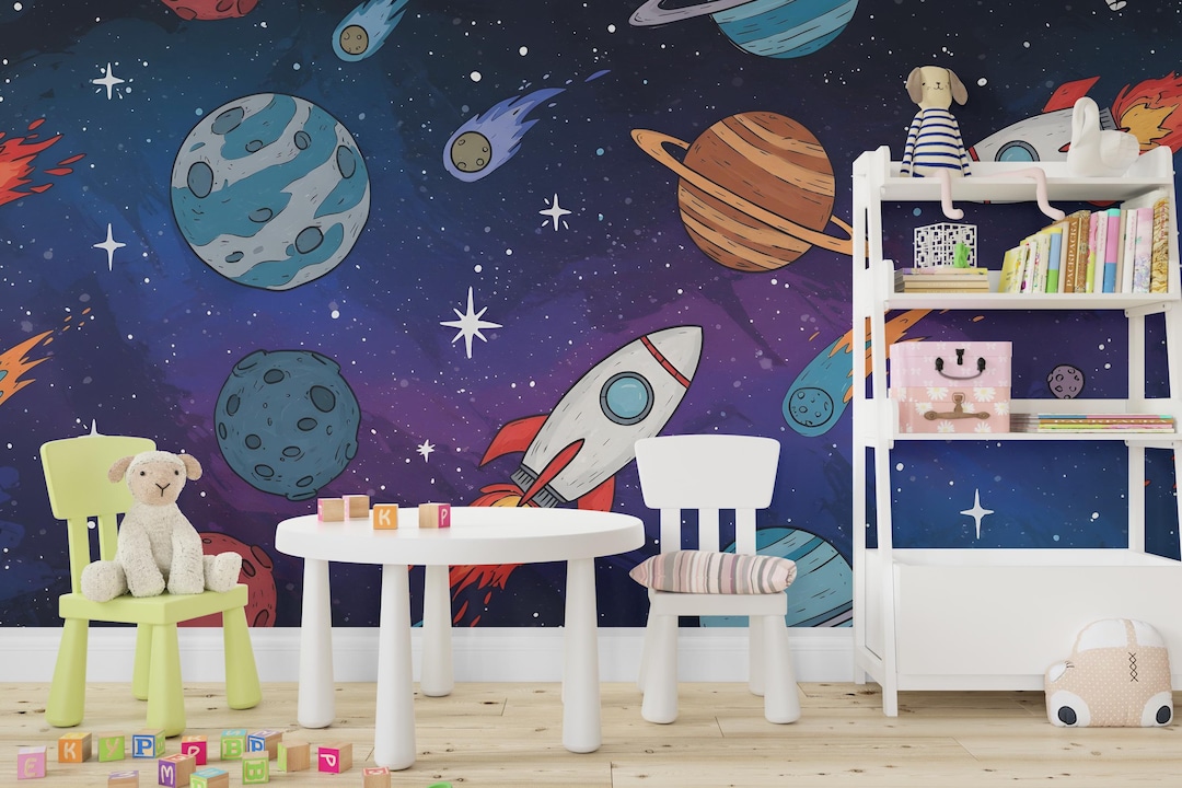 Space Wall Decal | Galaxy Wall Mural | Outer Space Wallpaper ...