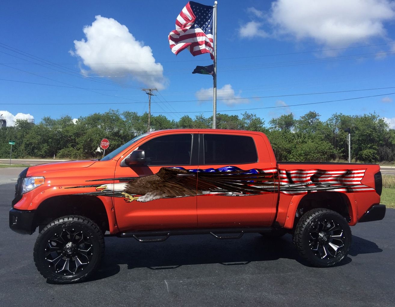 US Bald Eagle Car Side Graphics Big Flag Decals Full Color US | Etsy