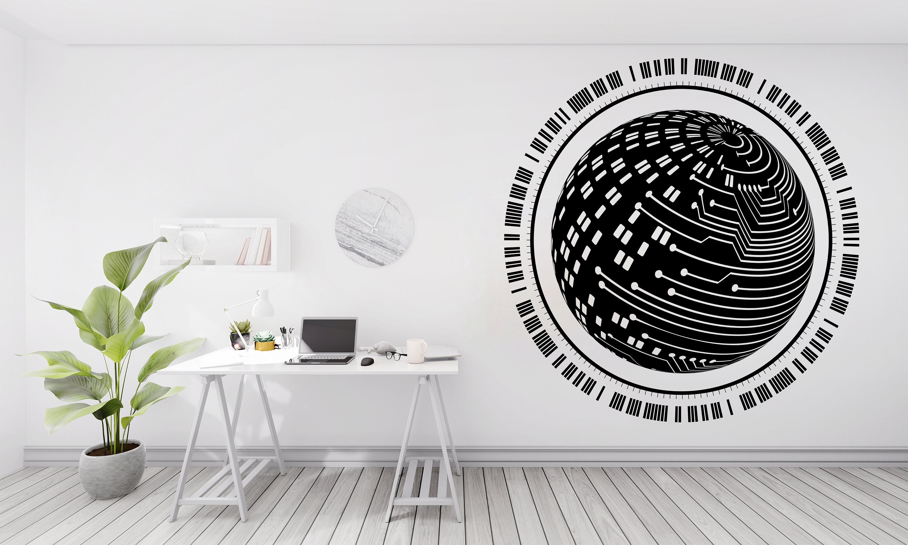Circuit Board Wall Decal, Technology Vinyl Wall Art Decals, Computer ...
