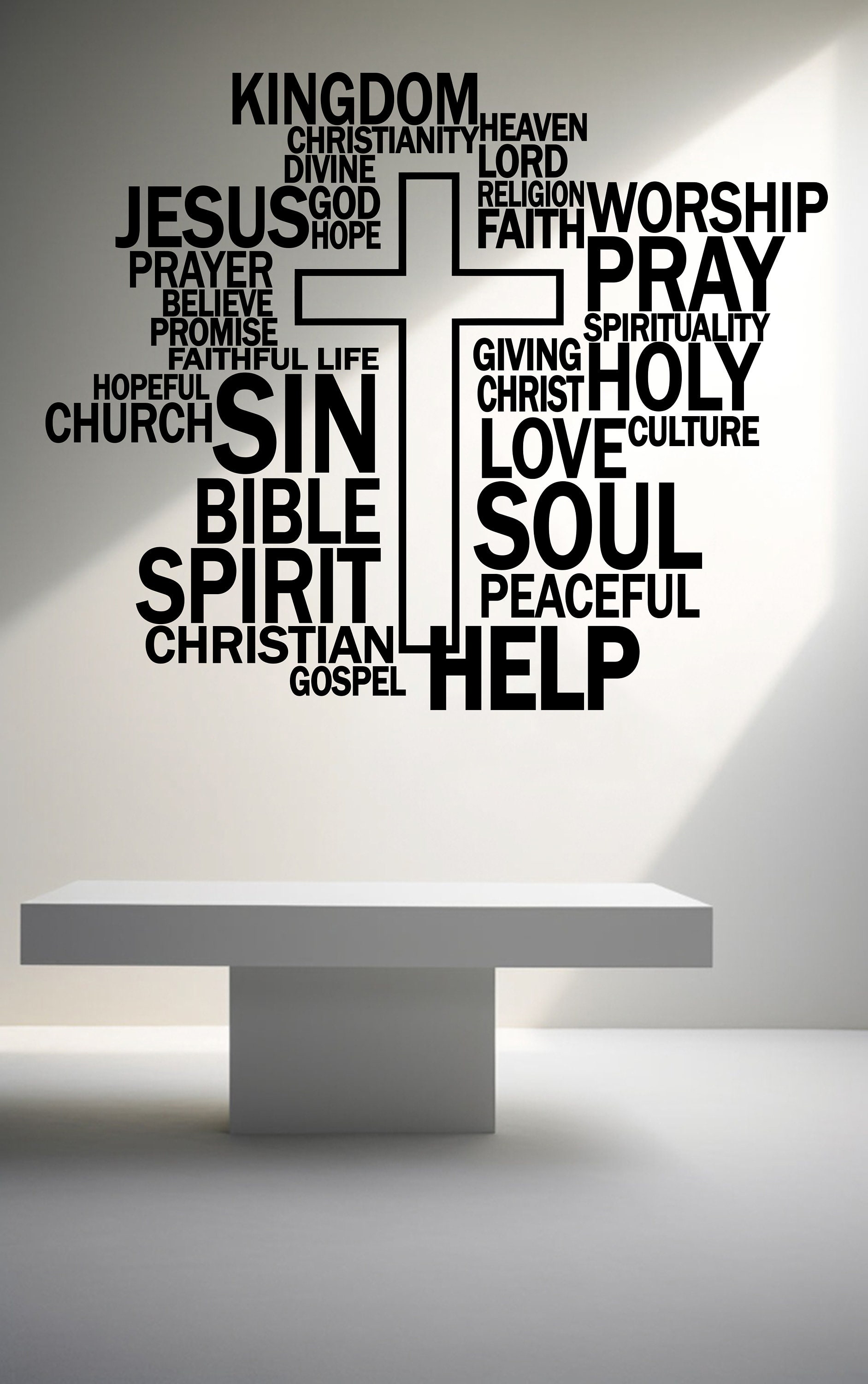 Christian Wall Words, Jesus Word Cloud, Religious Wall Sign, Church ...