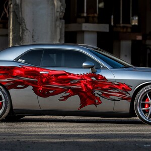 Red Tribal Dragon Car Wrap, Tribal Dragon Car Decal, 3D Tribal Dragon ...