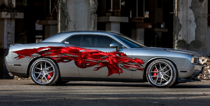 Red Tribal Dragon Car Wrap Tribal Dragon Car Decal 3D Tribal - Etsy