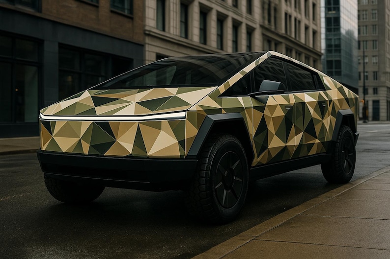 Geometric Camo Cybertruck Wrap | Futuristic Polygon Car Vinyl | Full ...