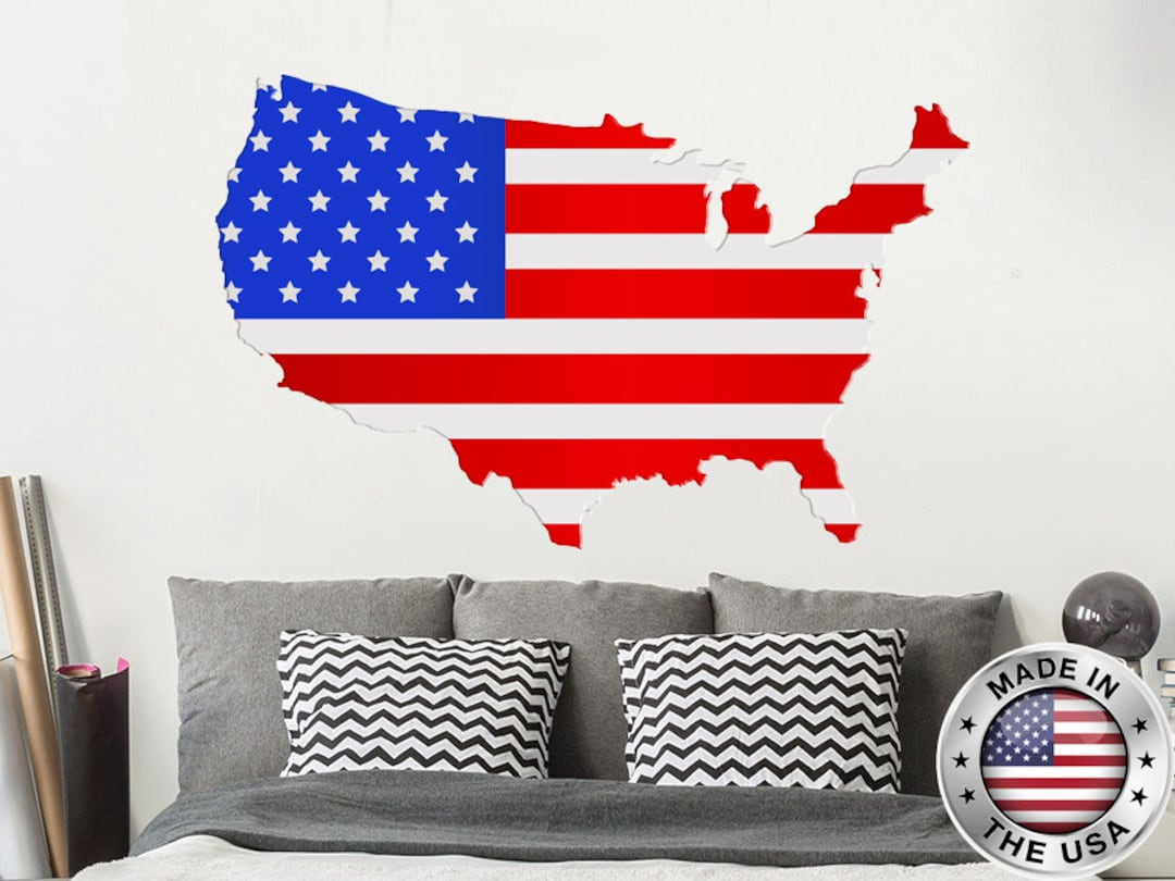 American Flag Wall Decal. American Vnyl Sticker Murals. Patriotic Wall ...