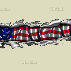 US Flag Ripped Metal Car Vinyl Decal, US Flag Car Wrap, US Pride Car ...