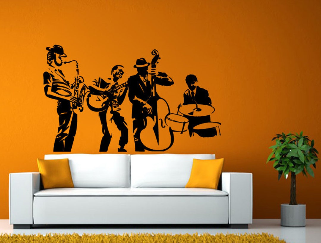 Jazz Band Musicians Music Night Playing Instruments Wall or Window ...
