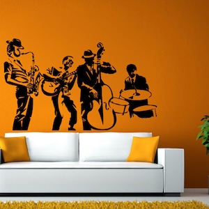 Jazz Band Musicians Music Night Playing Instruments Wall or Window ...