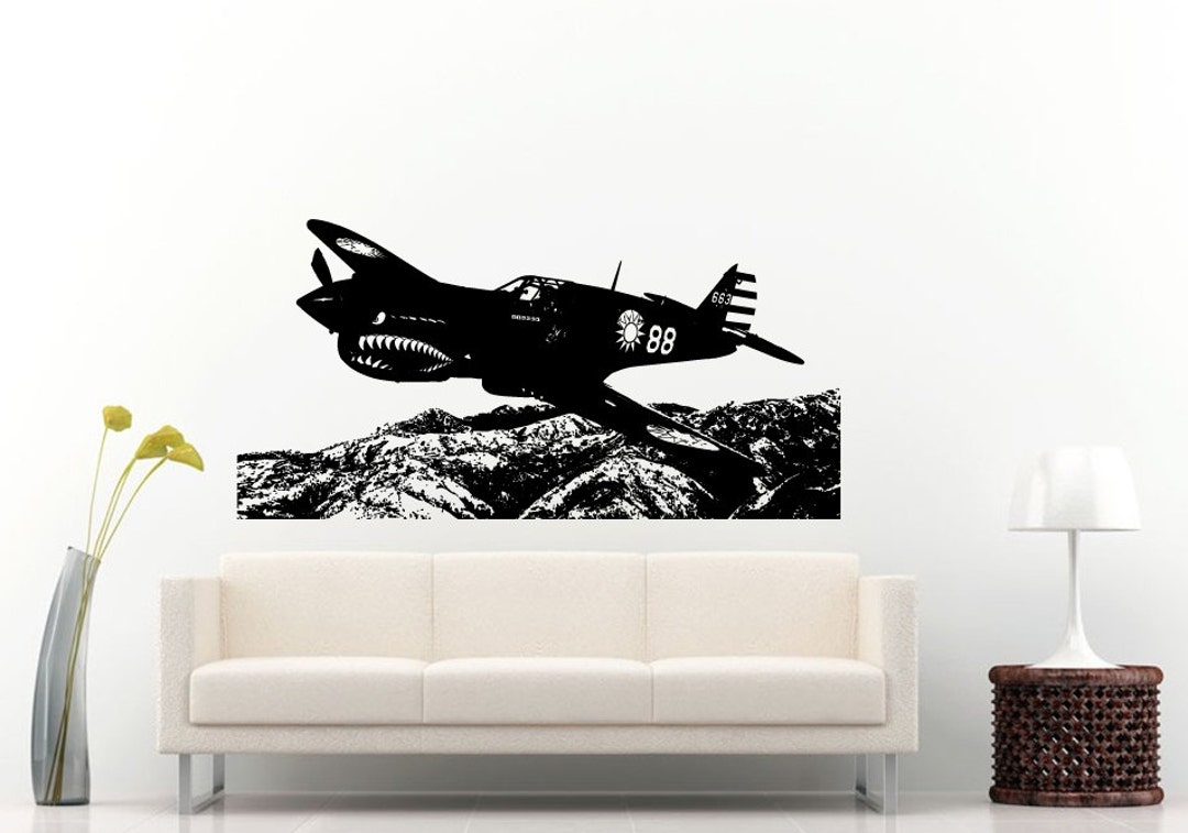 War Fighter Jet Air Plane Flying Over Mountains on Maneuvers Wall Decal ...