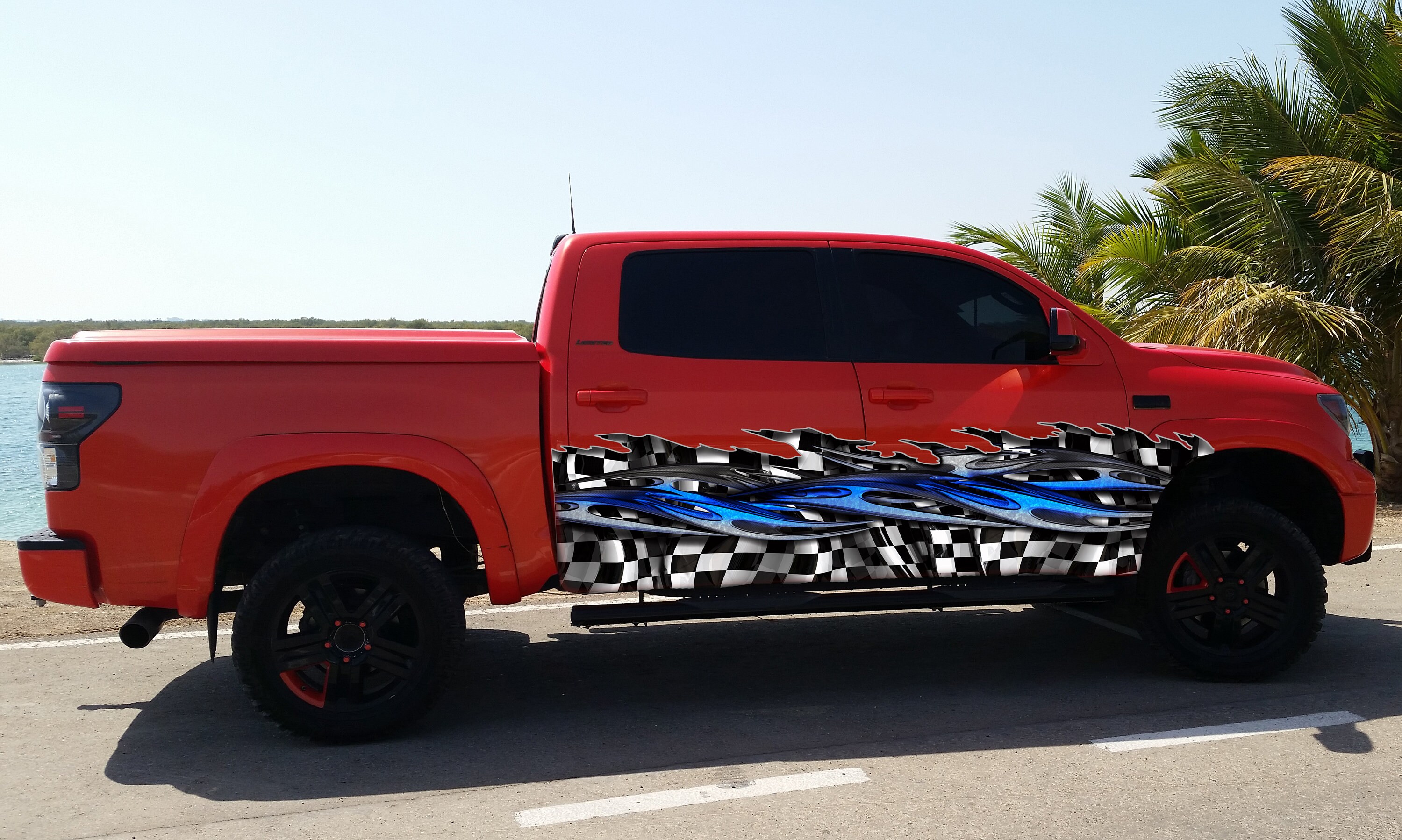 3D Racing Flag Car Decal Car Graphic, Checkered Flag Car Vinyl Side ...