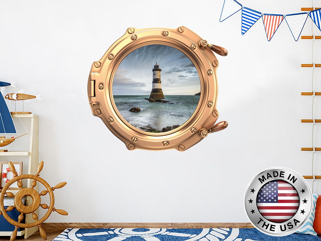 Nautical Porthole Wall Decal. Lighthouse Vinyl Sticker Murals. Nautical ...