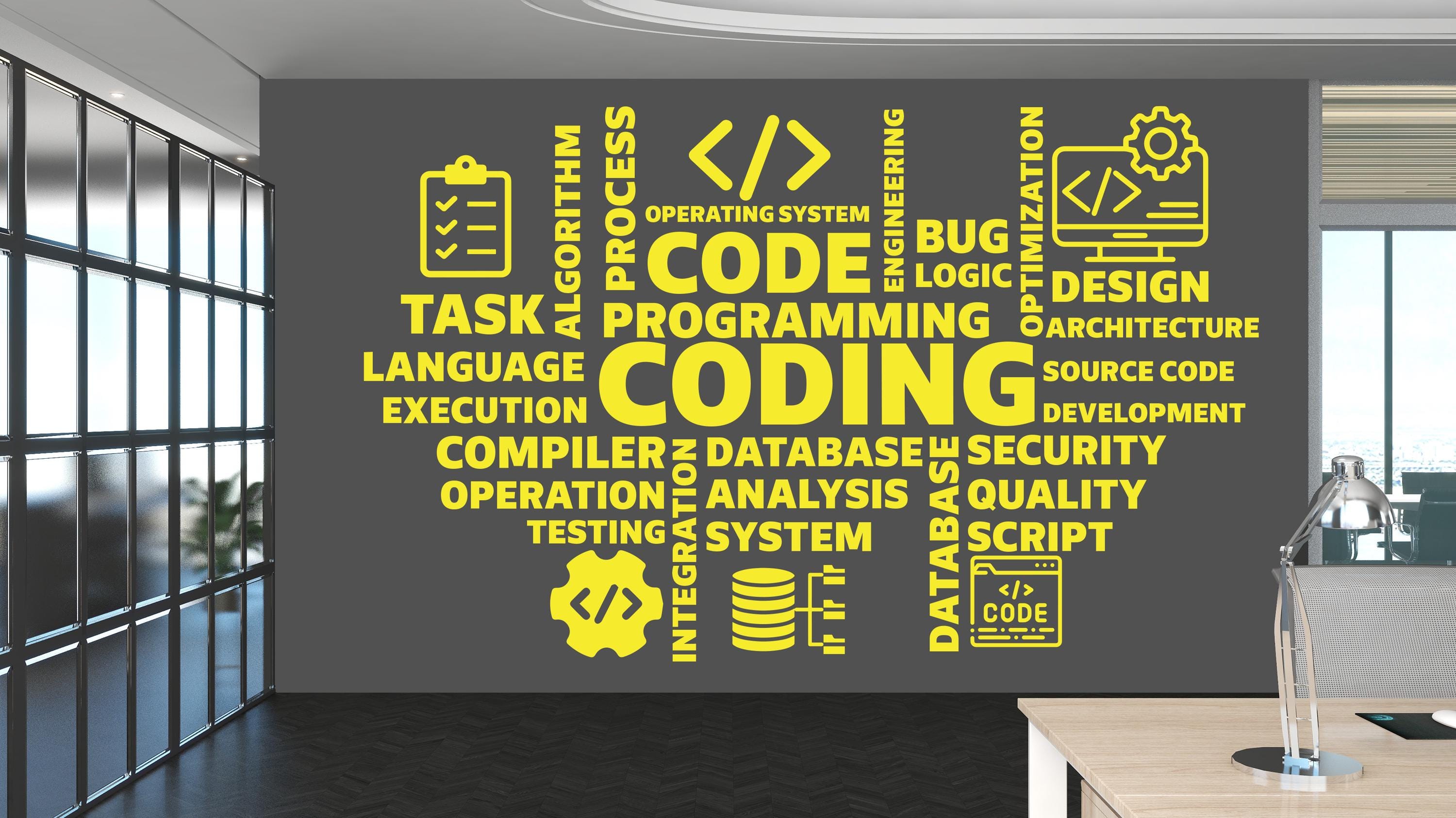 Coding Word Cloud Vinyl Wall Decal, Technology Office Decor - Etsy