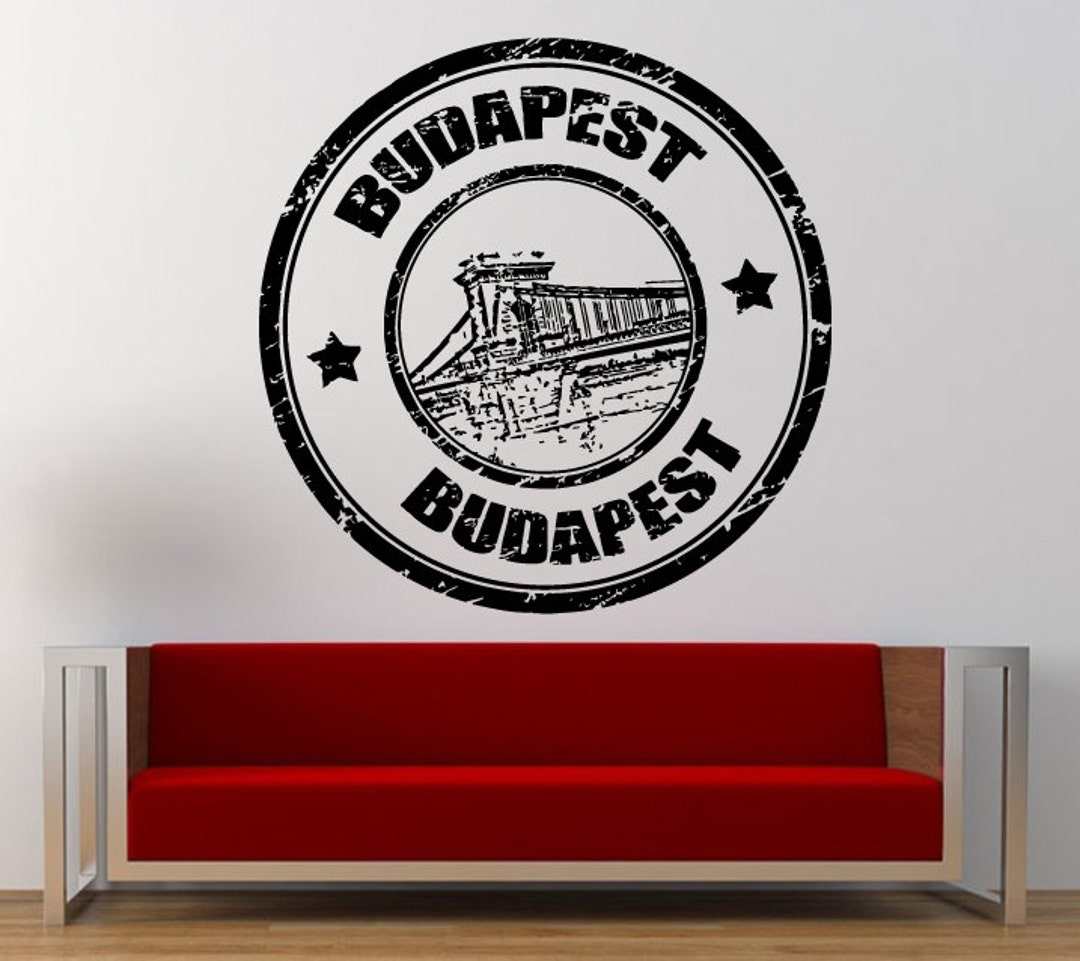 Budapest Stamp Wall Decal Sticker Vinyl Mural Leaving Bedroom Room Home ...
