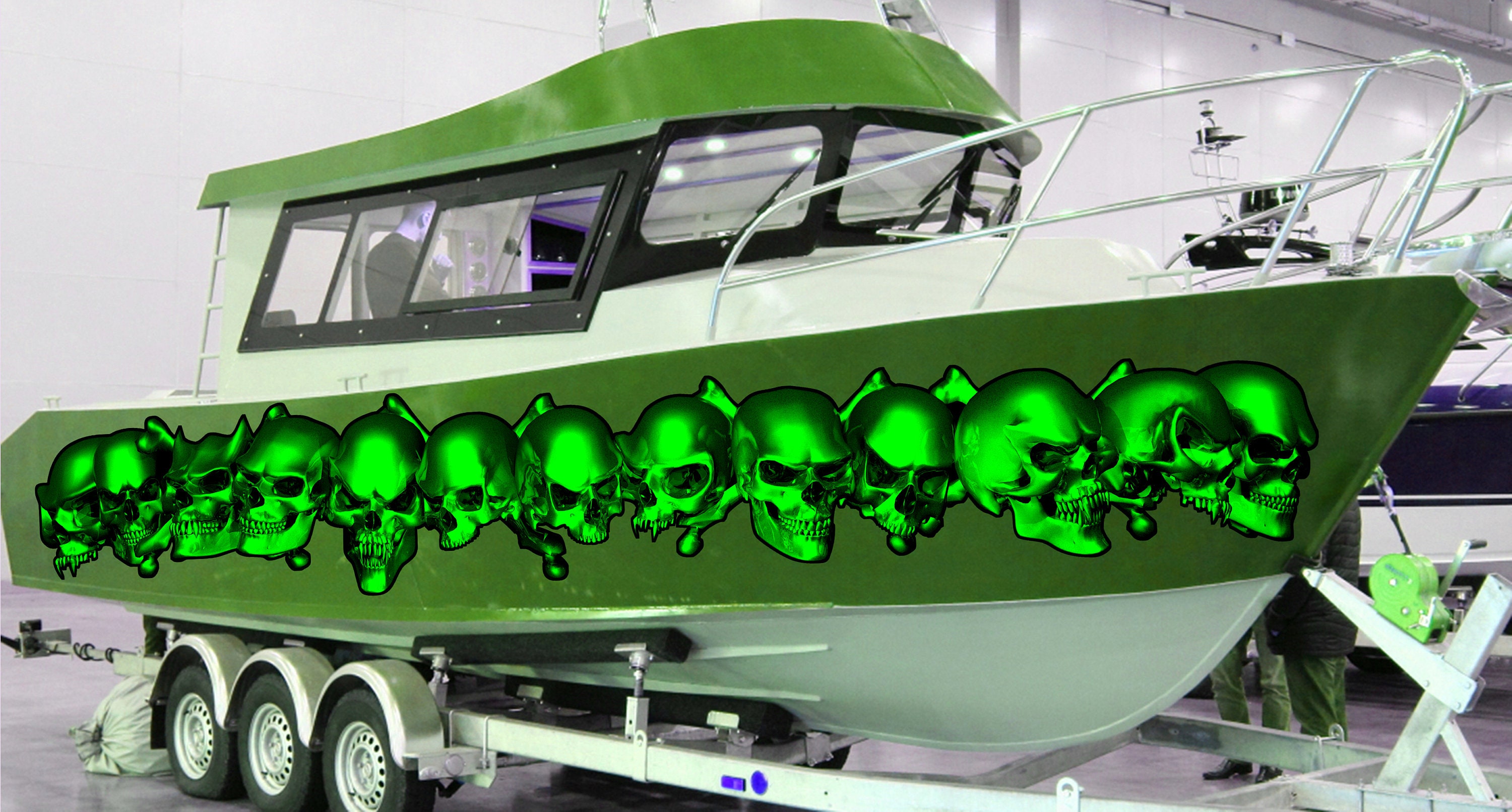 Pirate Skulls Boat Wrap Full Color Cigar Boat Graphics Vinyl - Etsy