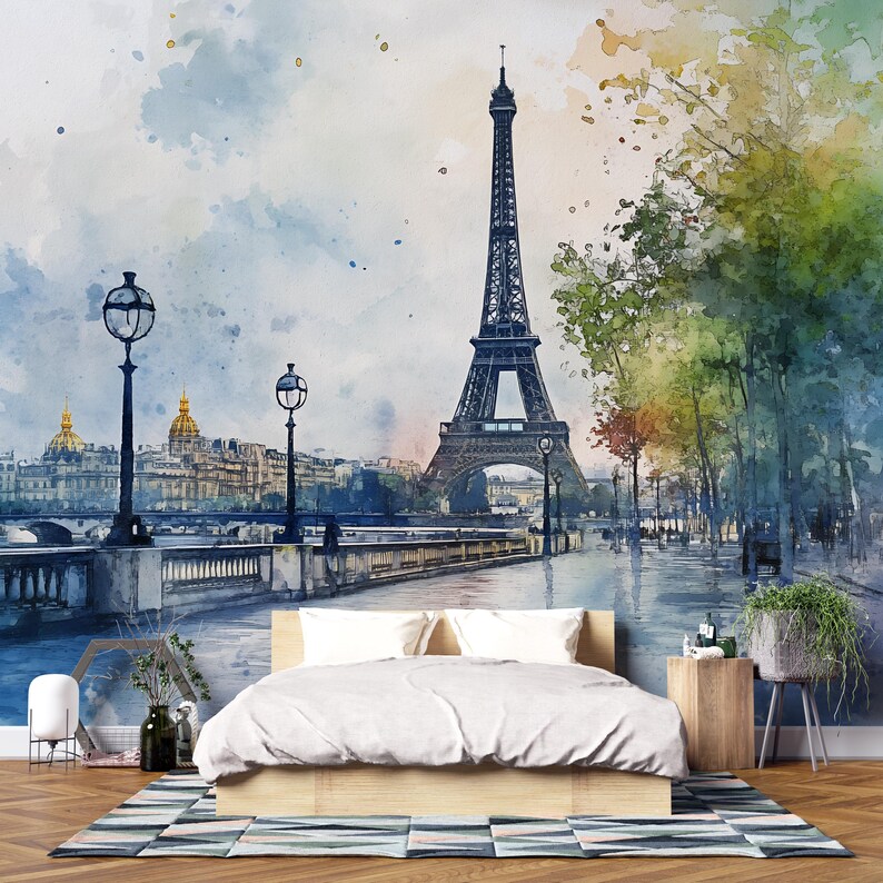 Paris Eiffel Tower 3D Wallpaper Mural – Stylish Wall Decor, Modern Bold ...