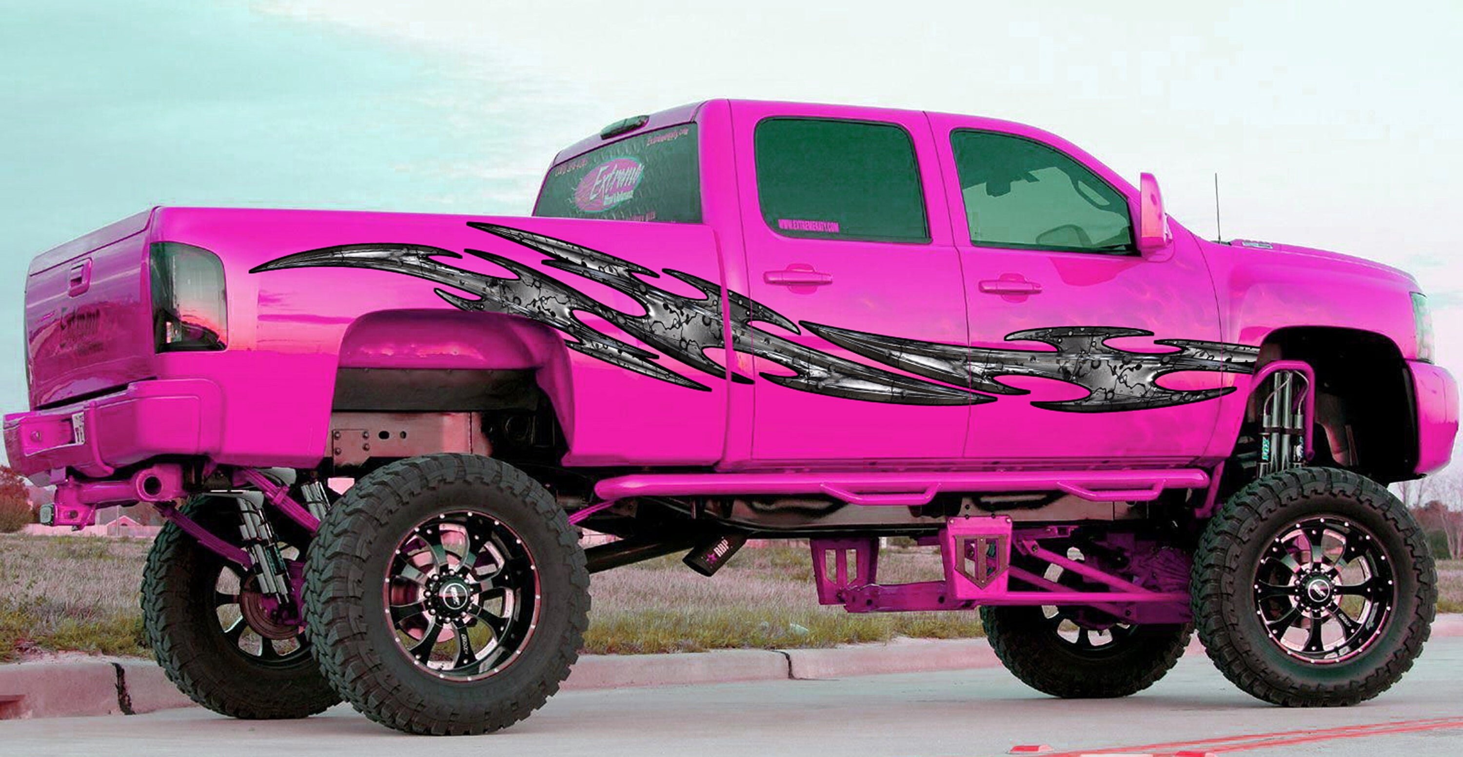 Jacked Up Pink Chevy Trucks