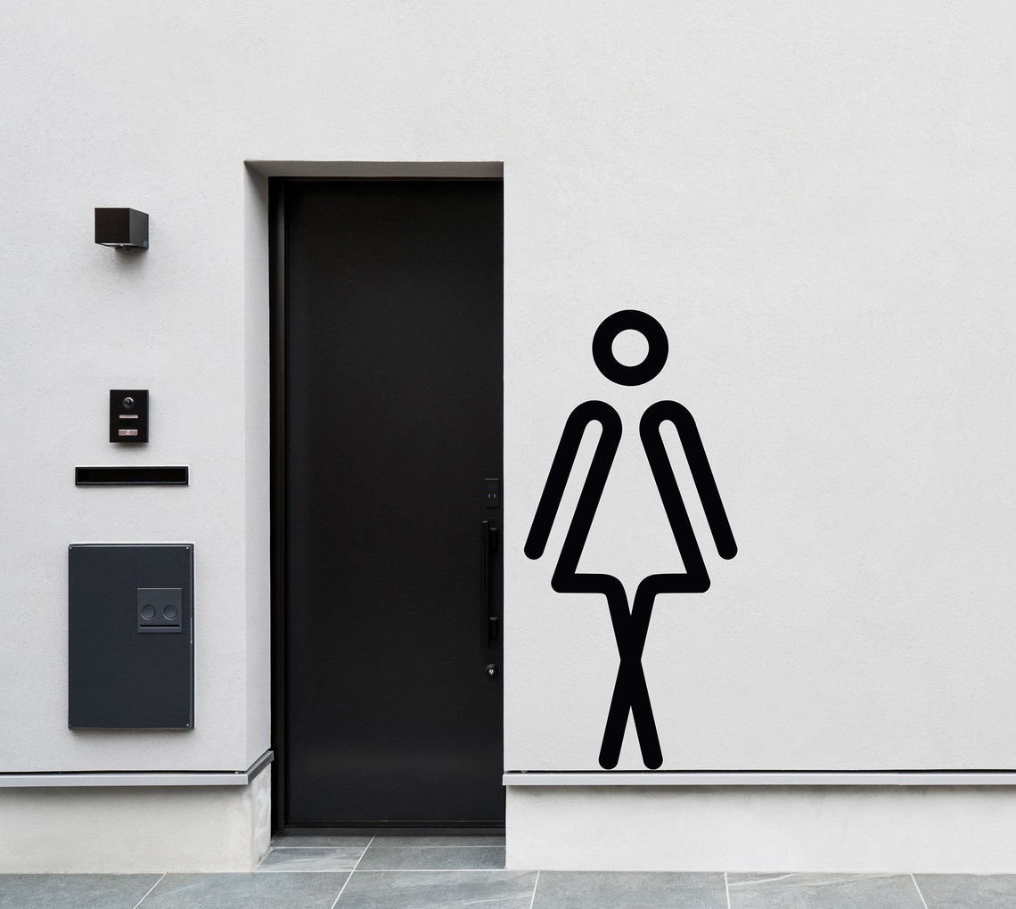 Bathroom Sign Decal, Bar Restaurant Toilett Door Decal, Bathroom Door ...