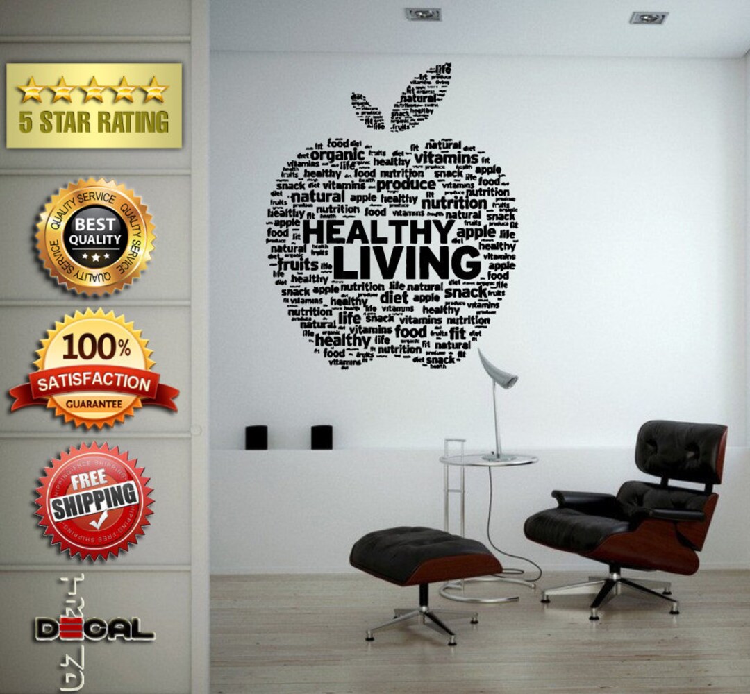 Good Health Healthy Life Style Food Exercise Fitness Wall Vinyl Sticker ...